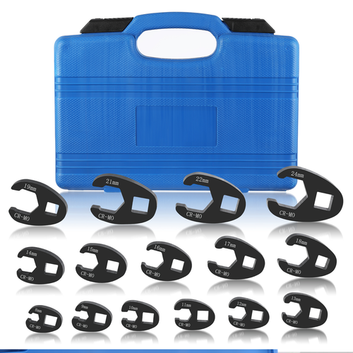 15PCS Flare Nut Crowfoot Wrench Set Metric Crows Foot Wrench Kit 3/8" 1 ...
