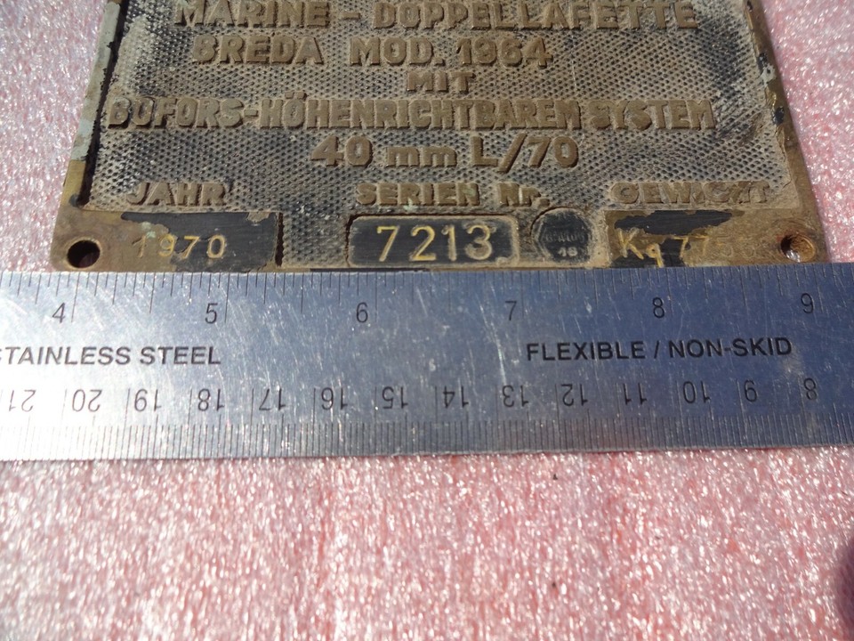 Vintage Navy Type Breda 40mm Bronze Data Plate | eBay