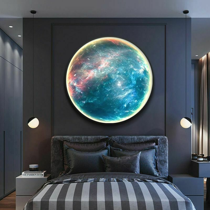 Led Moon Wall Lamp Light Round Fixture Wall Sconce Modern Bedroom Home ...