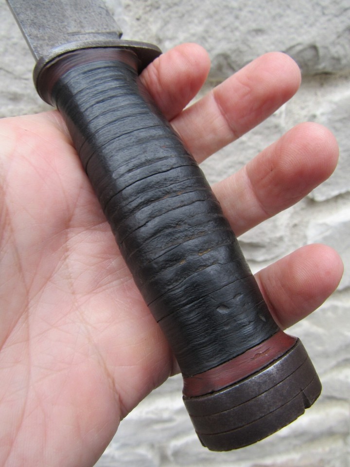 WW2 Cattaraugus 225Q Fixed Blade Stacked Leather Handle Fighting Knife ...