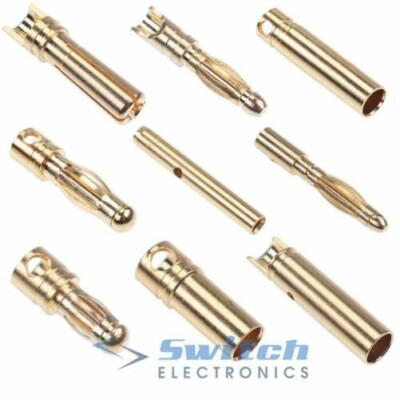 Male Female Gold Bullet Banana Connector Plug Socket RC ESC 2mm 3mm 3 ...