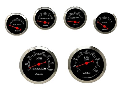 6 Gauge Set Mechanical Speedometer Hot Rod Street Rod Universal Black ...