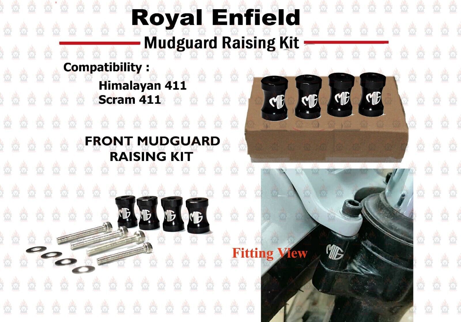 Black "Front Mudguard Raiser Kit Fit For Royal Enfield Scram ...
