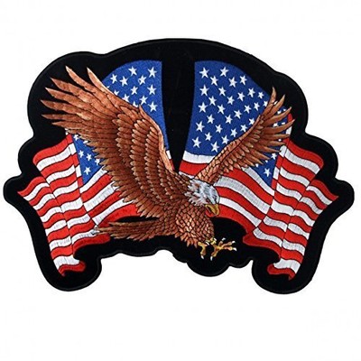 American Eagle with USA Flags - High Thread Iron-On/Saw-On Rayon Patch ...