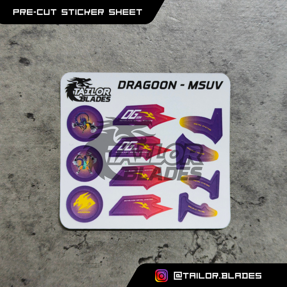 Pre-Cut Beyblade Stickers HMS MS G V2 V S F Dragoon Dranzer Driger ...