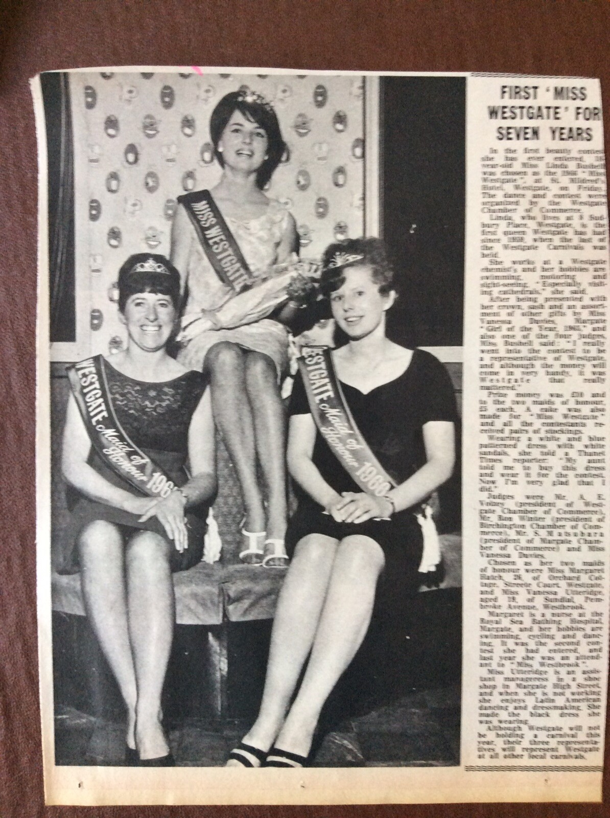 B9b Ephemera 1966 Picture Miss Westgate Linda Bushell Margaret Hatch ...