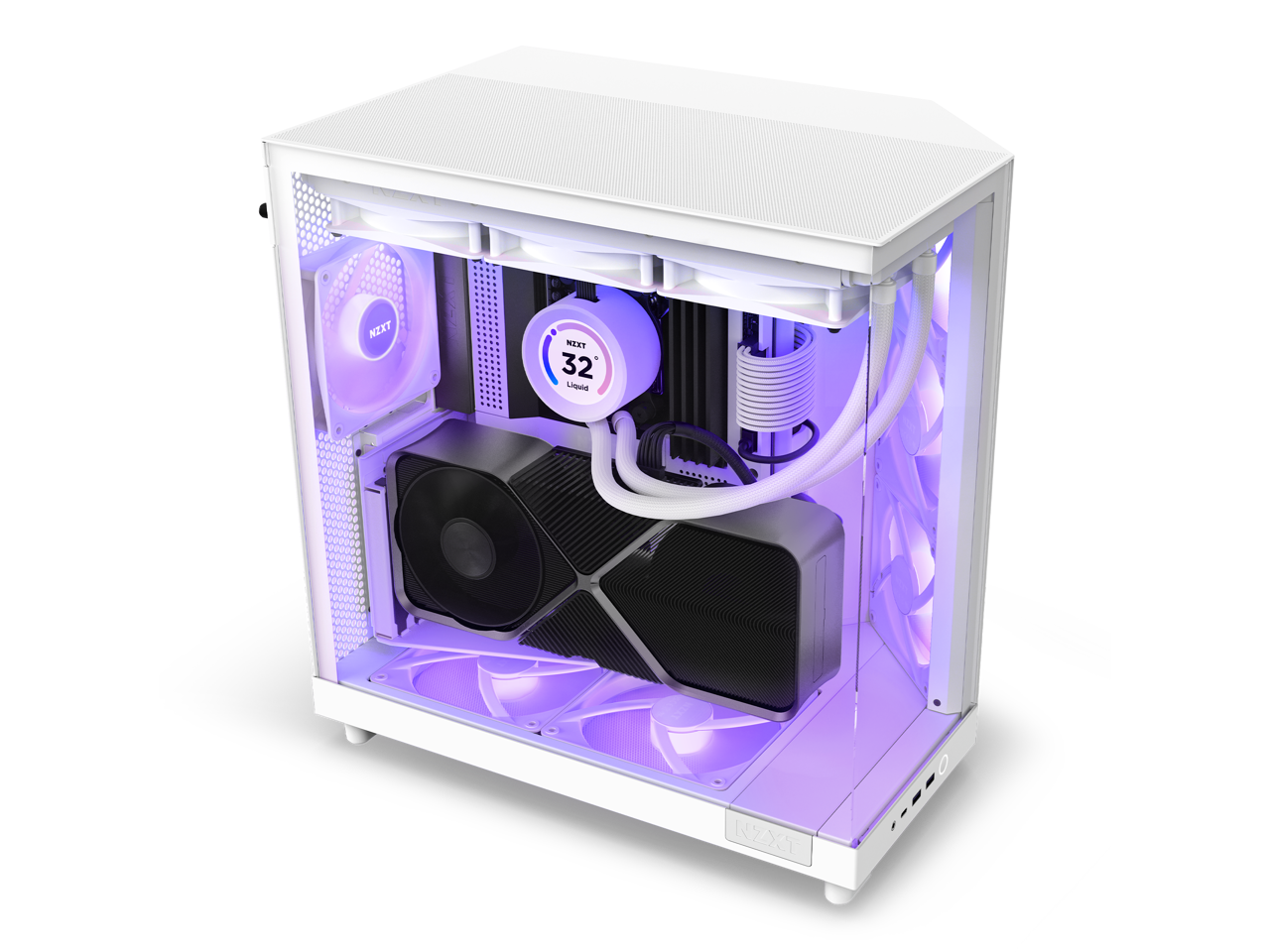 NZXT H6 FLOW RGB Compact Dual-Chamber Mid-Tower Airflow Case, White, CC ...