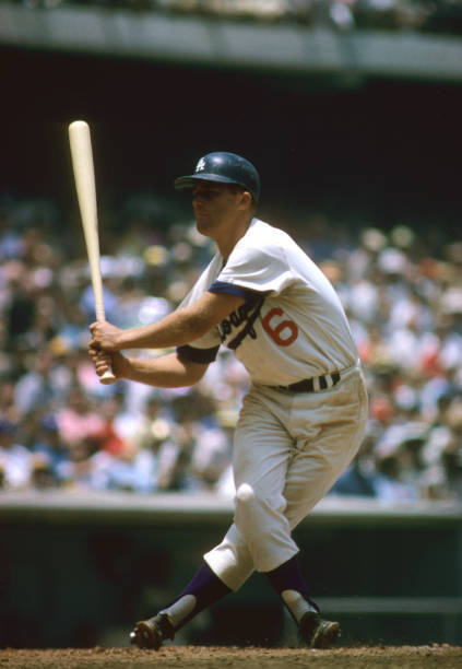 Baseball Los Angeles Dodger Ron Fairly In Action At Bat Vs Phillies ...
