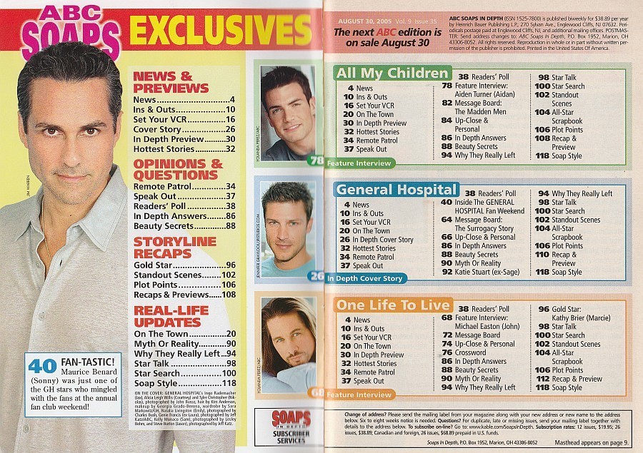 ABC Soaps In Depth Aug 30, 2005 MICHAEL EASTON-GENERAL HOSPITAL FAN ...