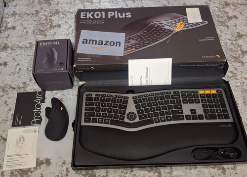 ProtoArc EK01 Plus Wireless Keyboard Dual Mode w/ EM11 NL Wireless Ergo ...