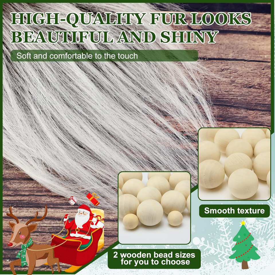 60 Pcs Gnomes Beard Sets Faux Fur Pre Cut Gnomes Beard Foam Cone Foam ...