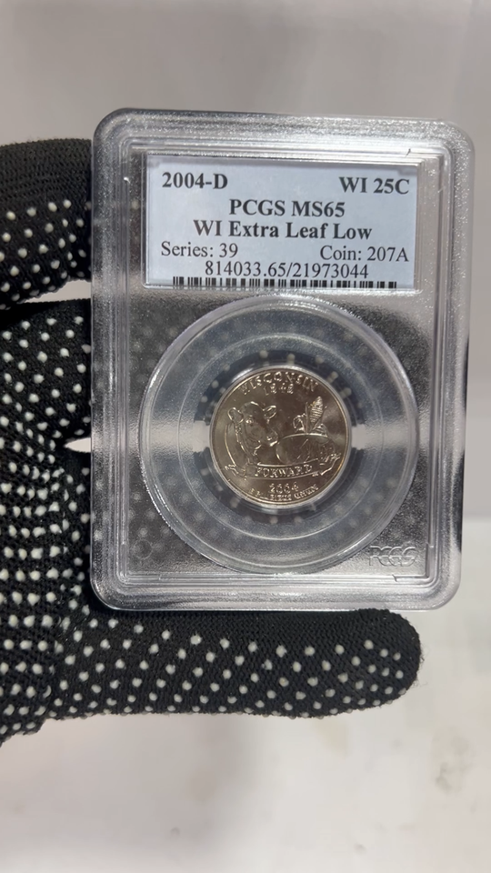 2004-D 25C Wisconsin State Extra LEAF LOW Quarter PCGS MS65 US Rare ...