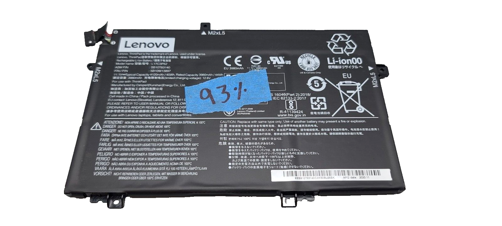 Lenovo L17L3P52 L17C3P52 Battery 01AV463 SB10K97610 Lenovo L480 L580 90 ...