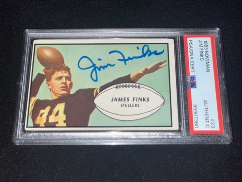 Jim Finks Signed 1953 Bowman Football Card PSA Slabbed Pittsburgh ...