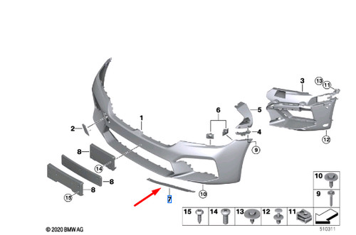 NEW BMW M5 F90 5 FRONT BUMPER LEFT PRESSURE LIP 51118084175 ORIGINAL | eBay