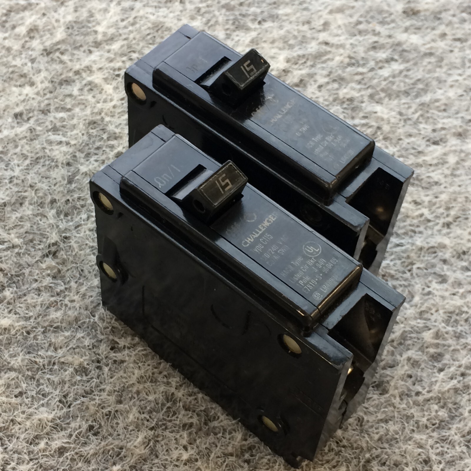 Lot of 2 Challenger Type C C115 1 POLE 15 AMP 240V CIRCUIT BREAKER ...