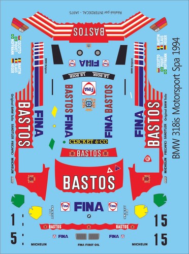 BMW 318is Motorsport 24H Spa 1994 1/43 Décalcomanies JA Miniatures | eBay