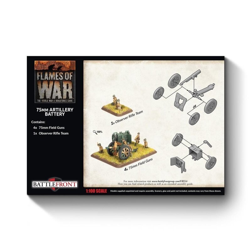 Flames of War French 75mm mle 1897 Gun Battery (x4 guns) | eBay