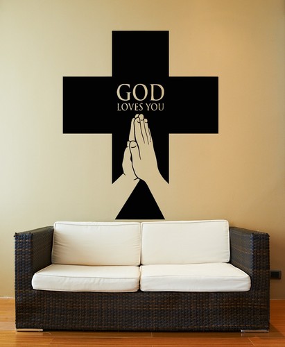 Wall Stickers Vinyl Decal God Cross Praying Symbol Religion Religious ...