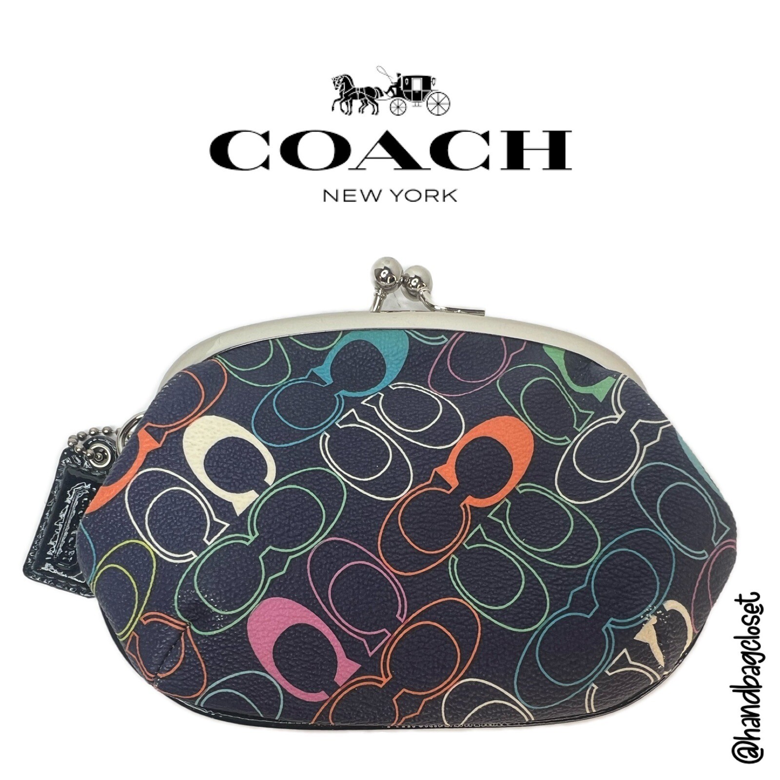 Coach Navy Optic C Rainbow Vintage Coin Bag - Gem