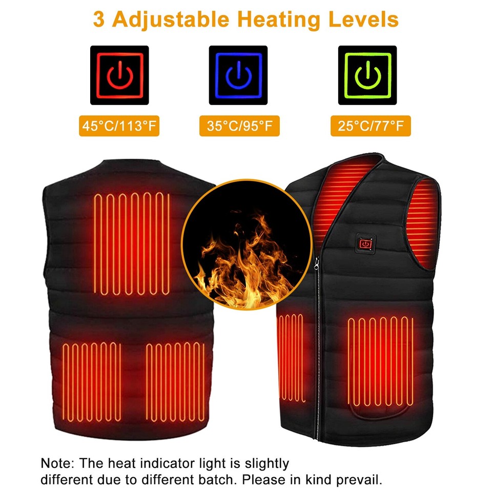 Unisex Electric Heated Vest Winter Outwear Thermal Warm Body Heating ...