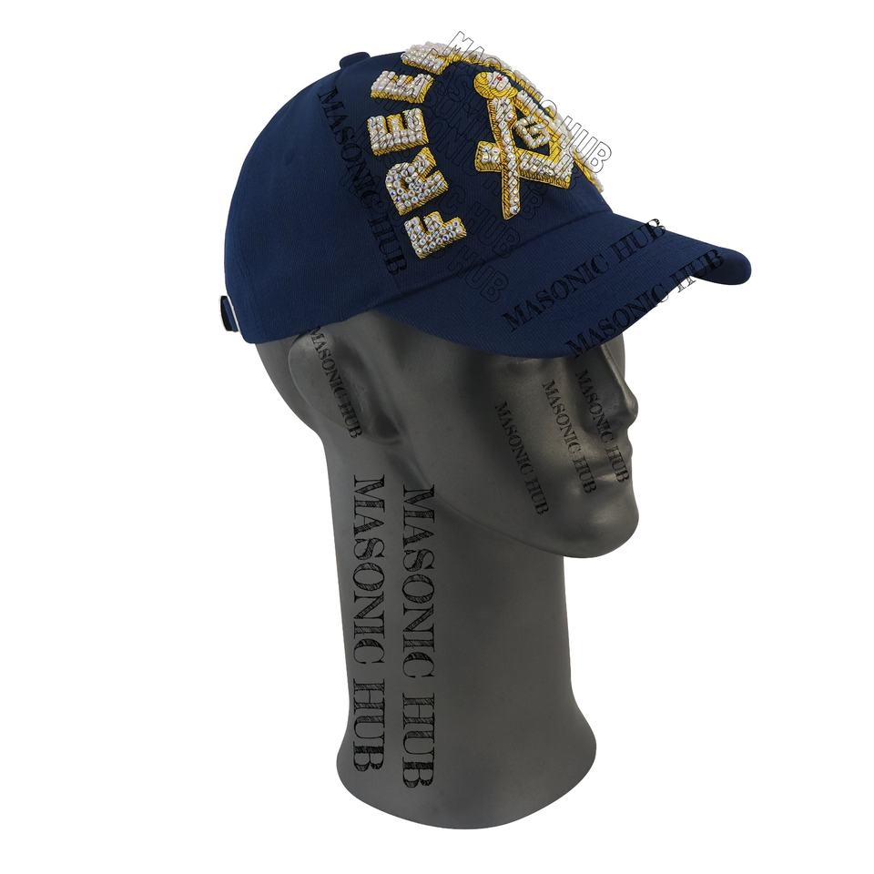 Masonic Freemason Navy Blue Handmade Cap – Bullion Embroidered Compass ...