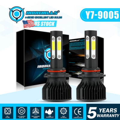 4-Sided 9005 LED Headlight Bulbs Conversion Kit White High Beam Replace ...