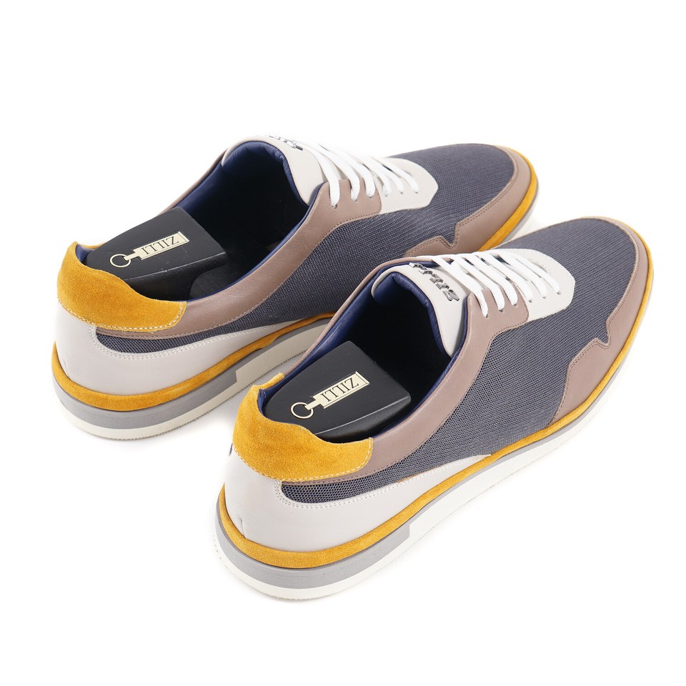 Zilli Luxury Mixed Media Leather Suede and Textile Sneakers 8 (Eu 41 ...