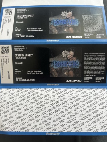 DESTROY LONELY - FOREVER TOUR Berlin 2 Tickets | eBay.de