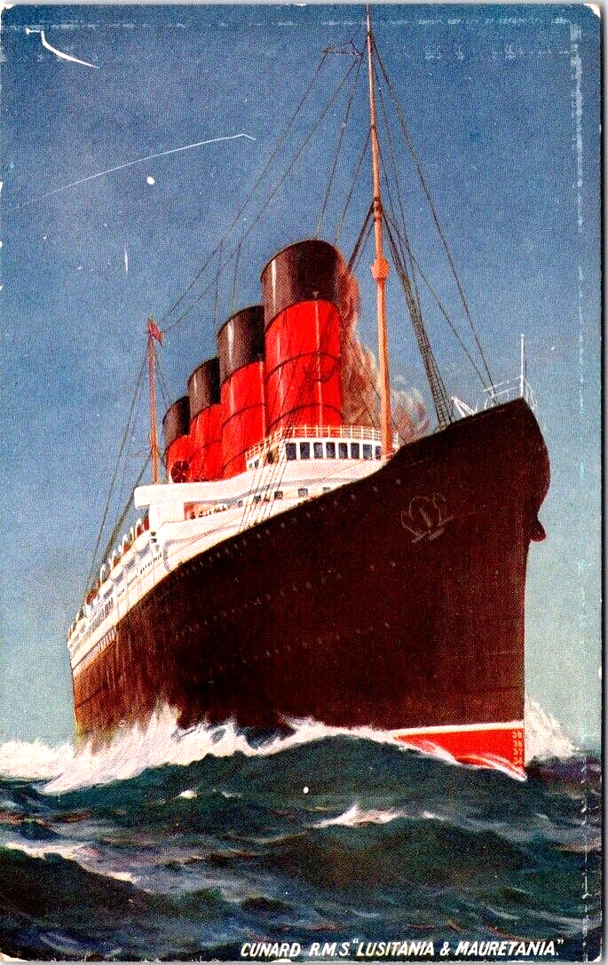 Cunard Lines R.M.S Lusitania Mauretania Under Power Ocean Liner ...