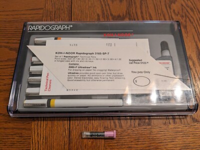 Koh-I-Noor Rapidograph 7 Pens Slim Pack 3165-SP-7 + Xtra Point 4x0 | eBay