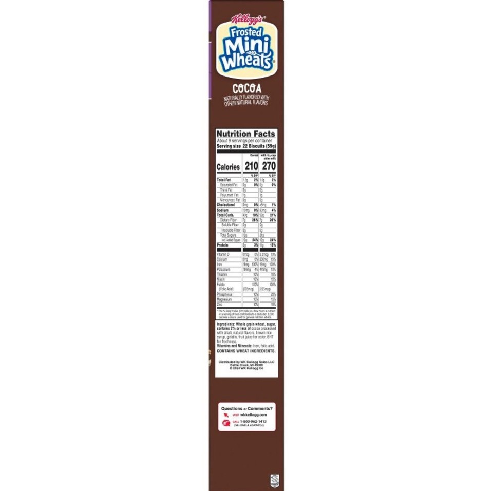 🔵 New Kellogg's Frosted Mini Wheats Cocoa Chocolate Family Size Cereal ...