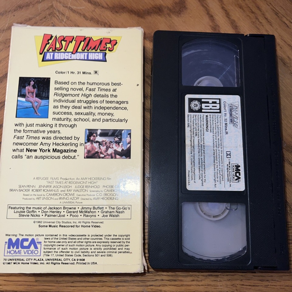 Fast Times at Ridgemont High VHS 1986 Phoebe Cates Jennifer SEAN Penn ...