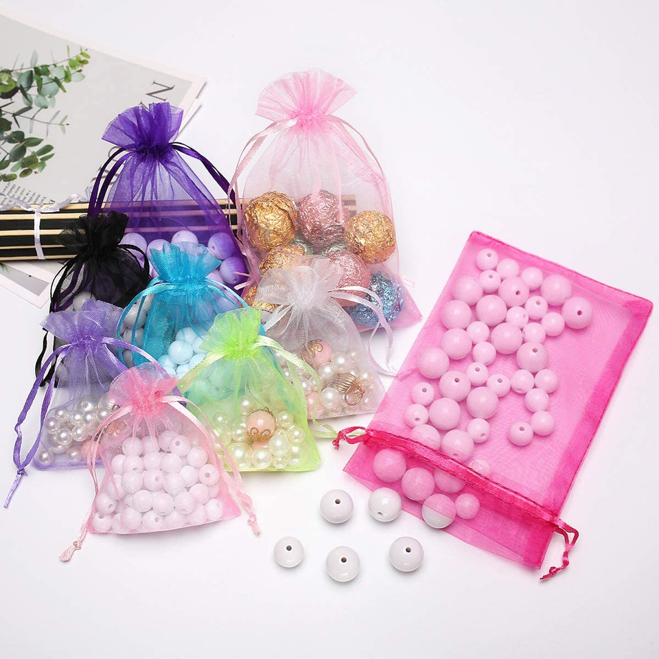 50PCS Small Mesh Bags Drawstring White Mesh Drawstring Bag Mini Net Bag ...