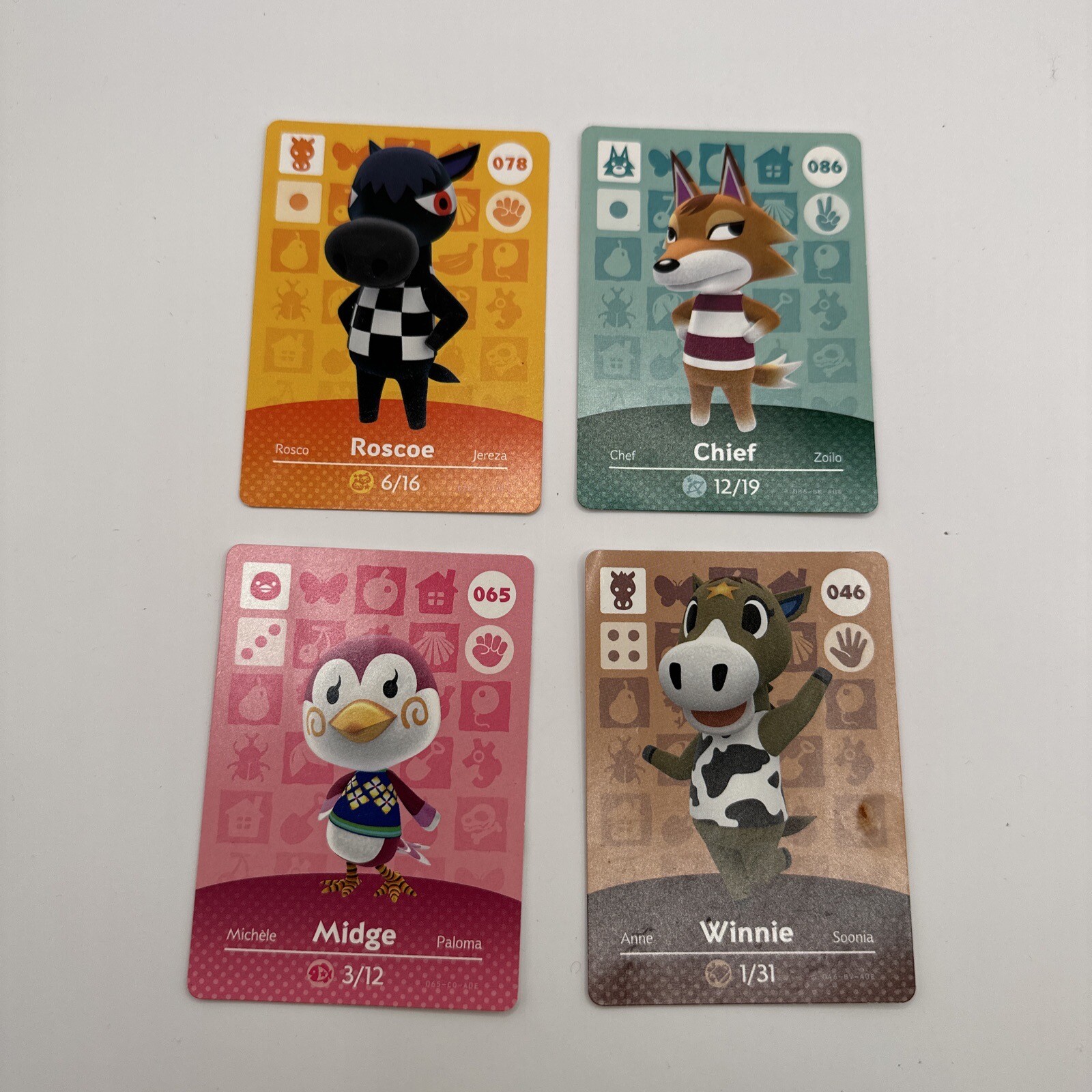 Nintendo Animal Crossing Amiibo Cards Lot Of 4 Chief Roscoe Midge ...