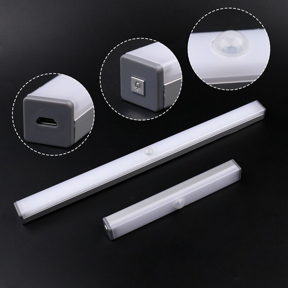 Wireless LED PIR Motion Sensor Light Rechargeable Strip Cabinet Closet ...