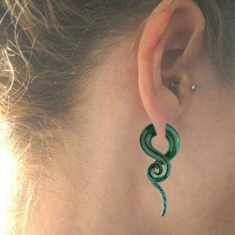 2pcs Glass Spiral Tapers Teal Ear Plugs Dichroic Hand Made Pyrex Glass ...