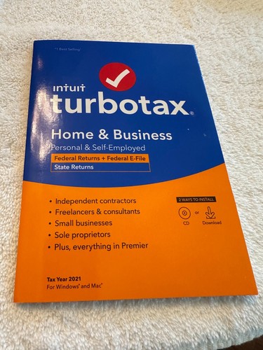 Intuit TurboTax Home & Business Tax Preparation Windows YEAR 2021 CD ...