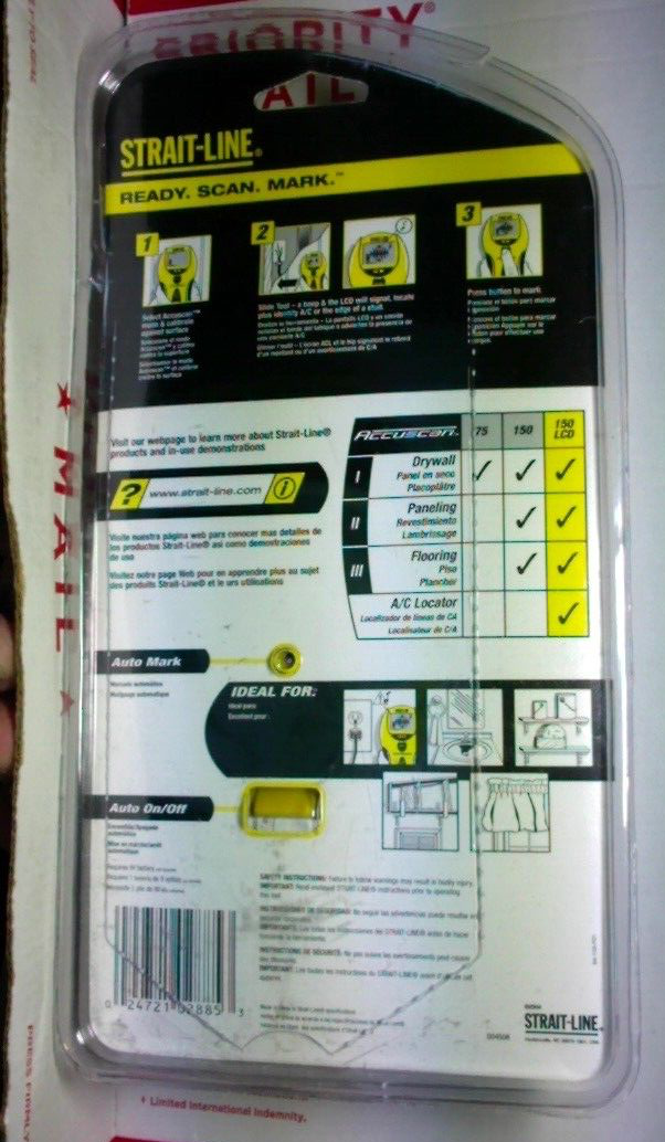 Strait Line Wall Scanner Strait Line Sonic Laser Tape Stud Finder 75