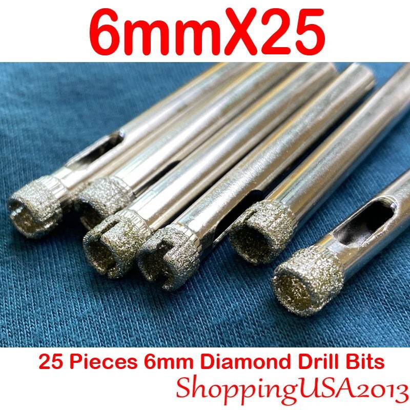 25Pcs 6mm Diamond Drill Bits Hole Saw Cutter Glass Marble Ceramic ...