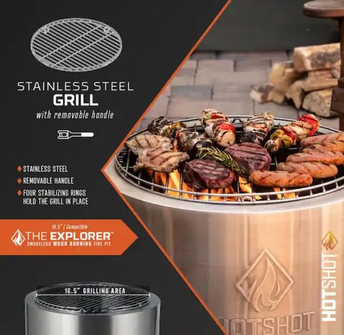 Hotshot 19.5" Stainless Steel Grate Rack with Handle for Fire Pit The ...