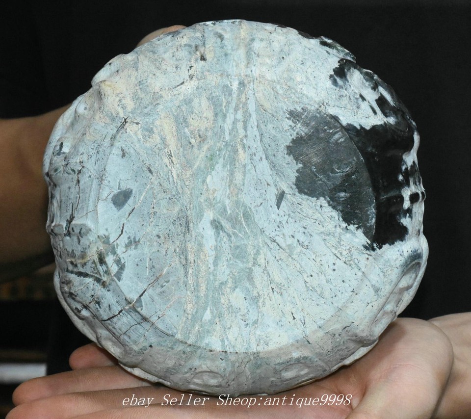 5'' Chinese Dynasty Hetian Old Jade Carve Dragon Loong Beast Pattern ...