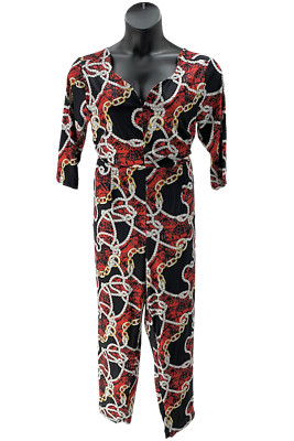 Shavonne Dorsey Azora 3/4 Sweetheart Neck Jumpsuit Red/Rope Print | eBay