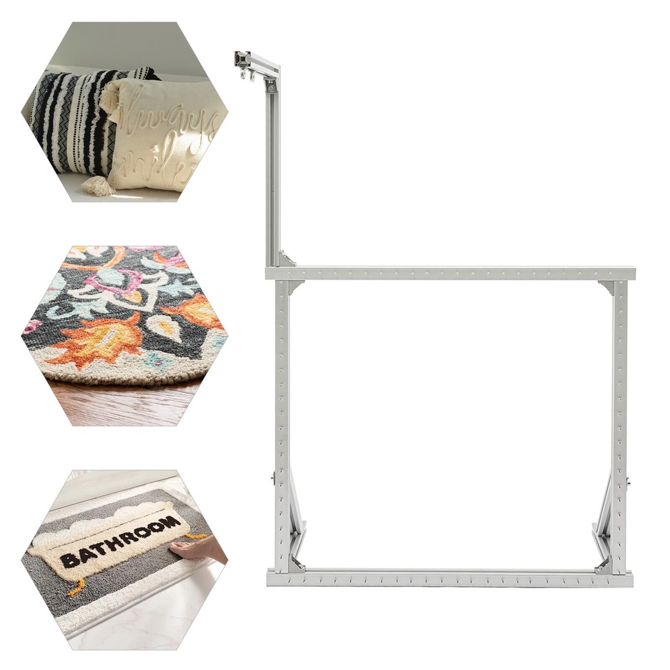 Rug Hooking Punch Needle Tufting Frame +Stand Adjustable Homemade ...