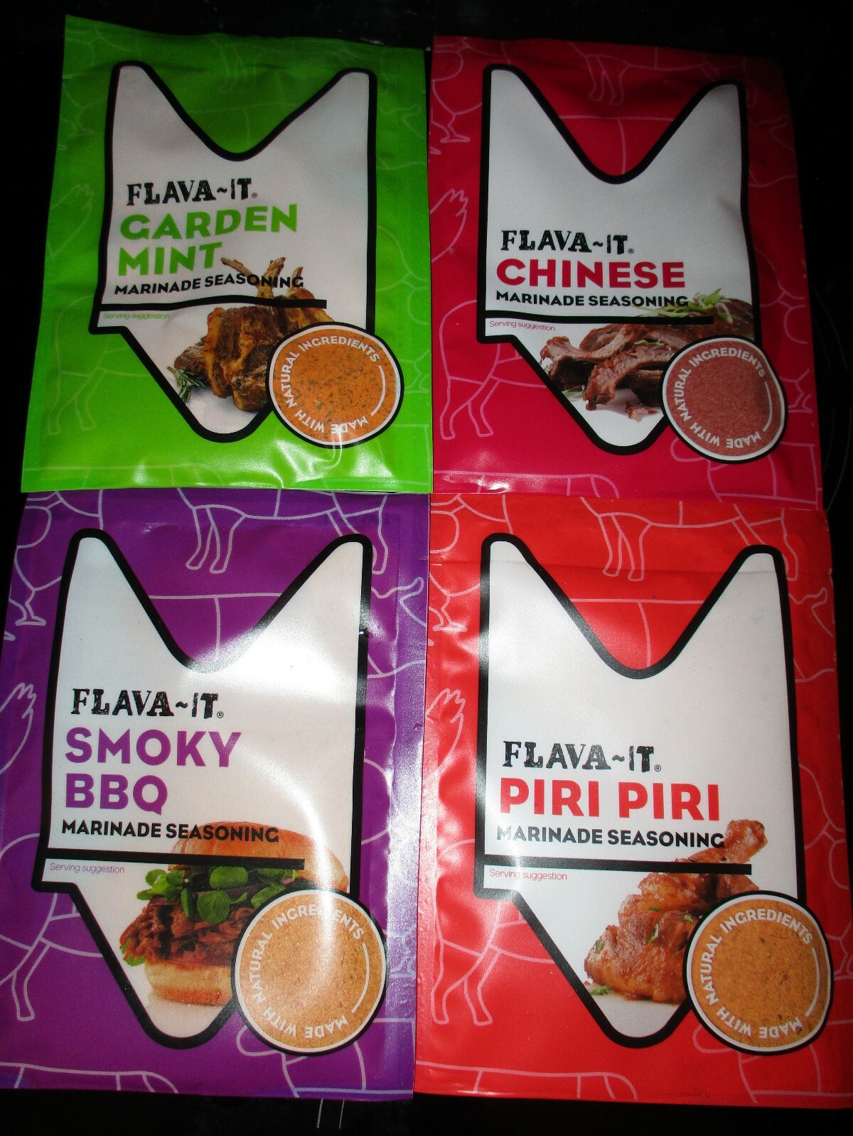FLAVA IT MARINADE MIX OF FLAVOURS MINT CHINESE BBQ PIRI PIRI 35G BUY 4 ...