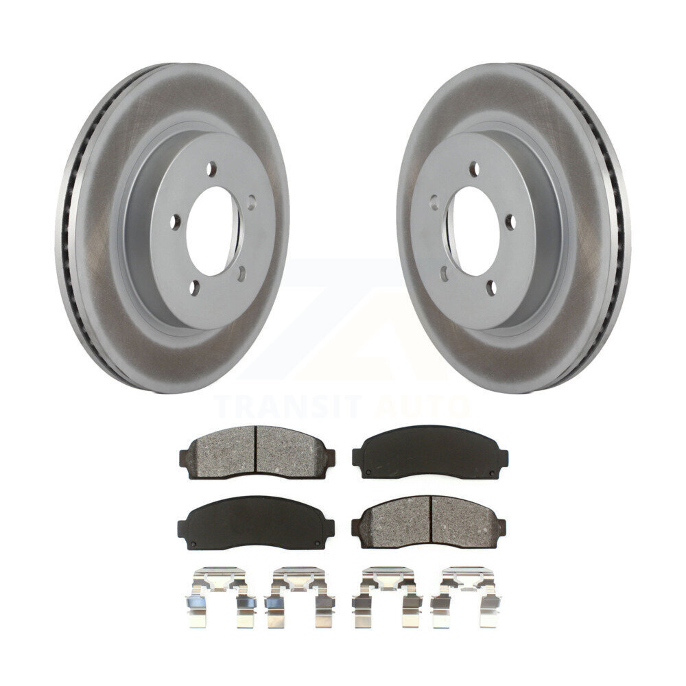 Coated Disc Brake Rotors & Semi-Metallic Pad Front Kit For Ford ...