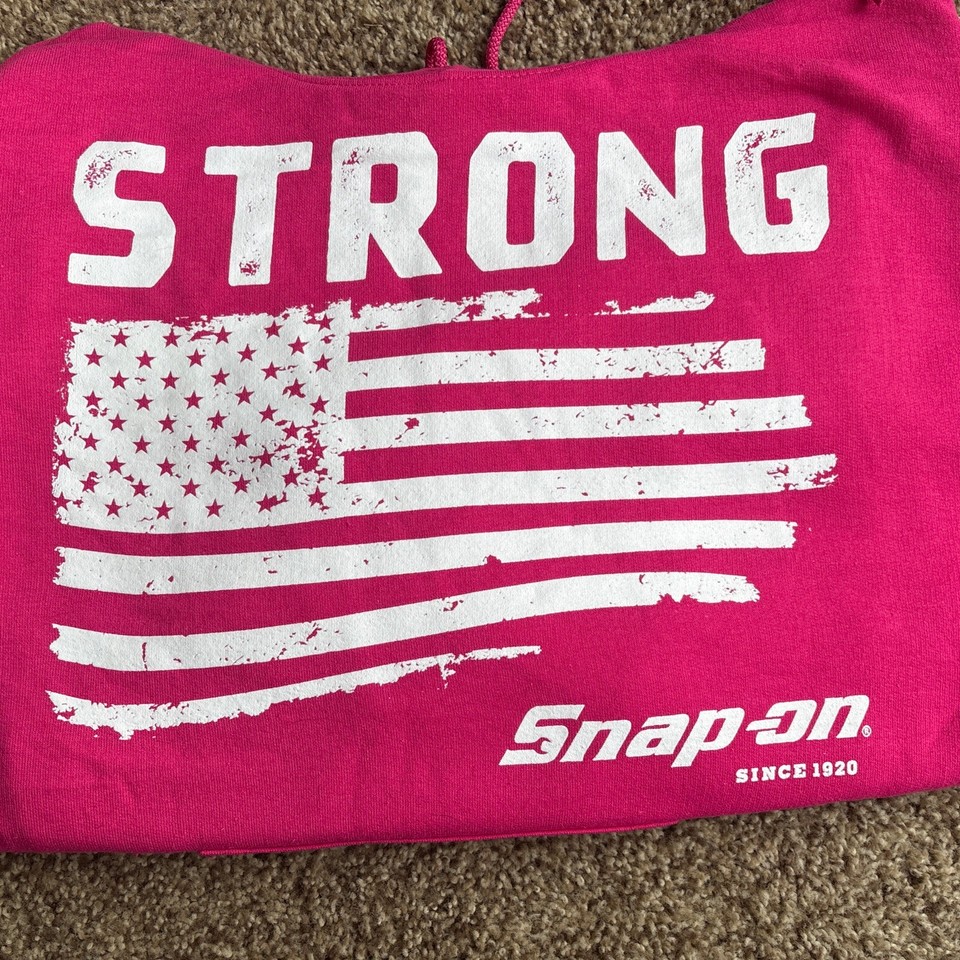 NEW Snap-on American Flag STRONG Pink Hooded Sweatshirt Medium Hoodie ...