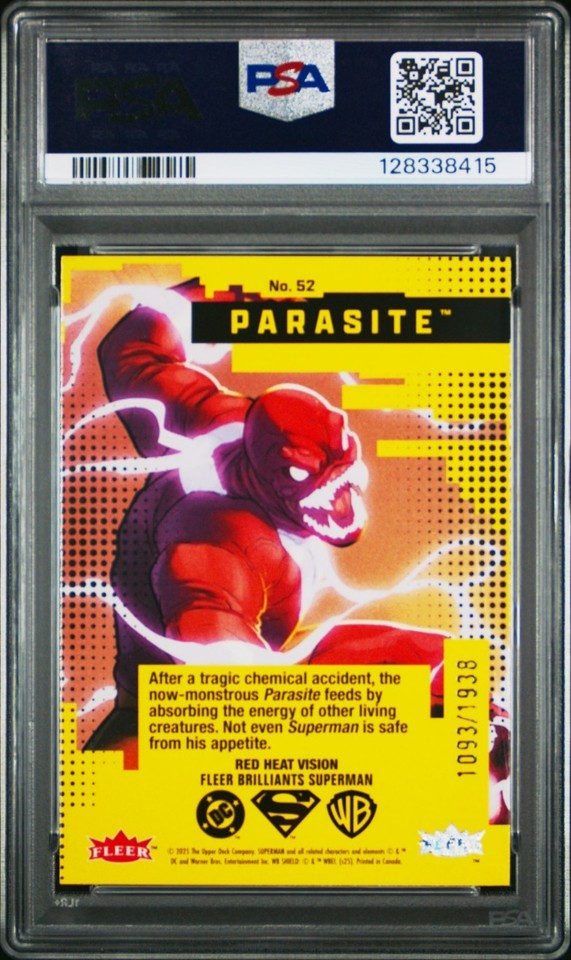 2025 FLEER BRILLIANTS SUPERMAN 52 PARASITE RED HEAT VISION PSA MINT 9 ...