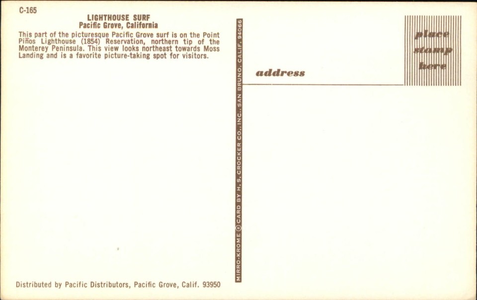 Pacific Grove California Point Pinos Lighthouse Surf coastline vintage ...