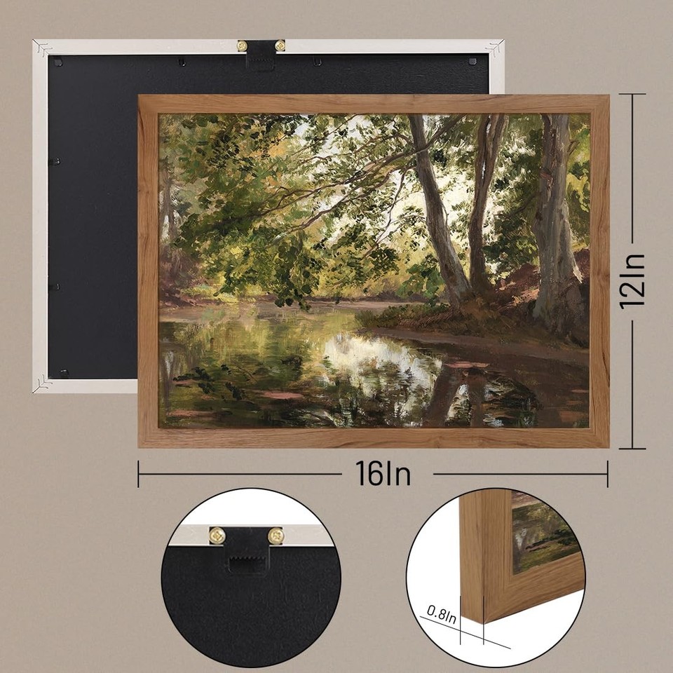 Vintage Wall Art Green Forest Lake Trees Canvas Art Prints Nature ...